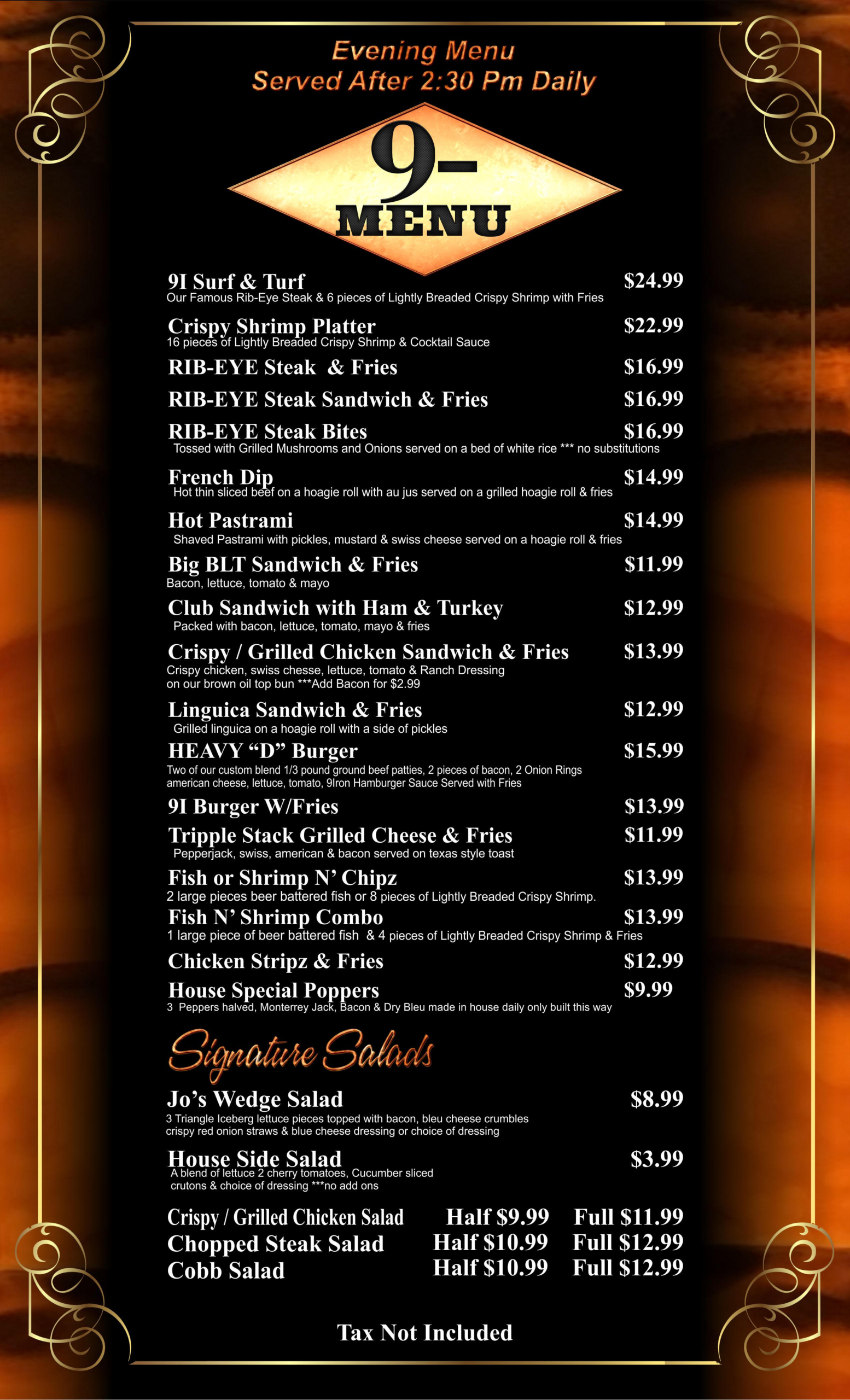 Bar Menu Tulare