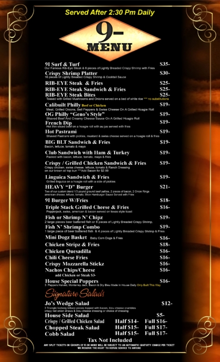 Bar Menu - Tulare